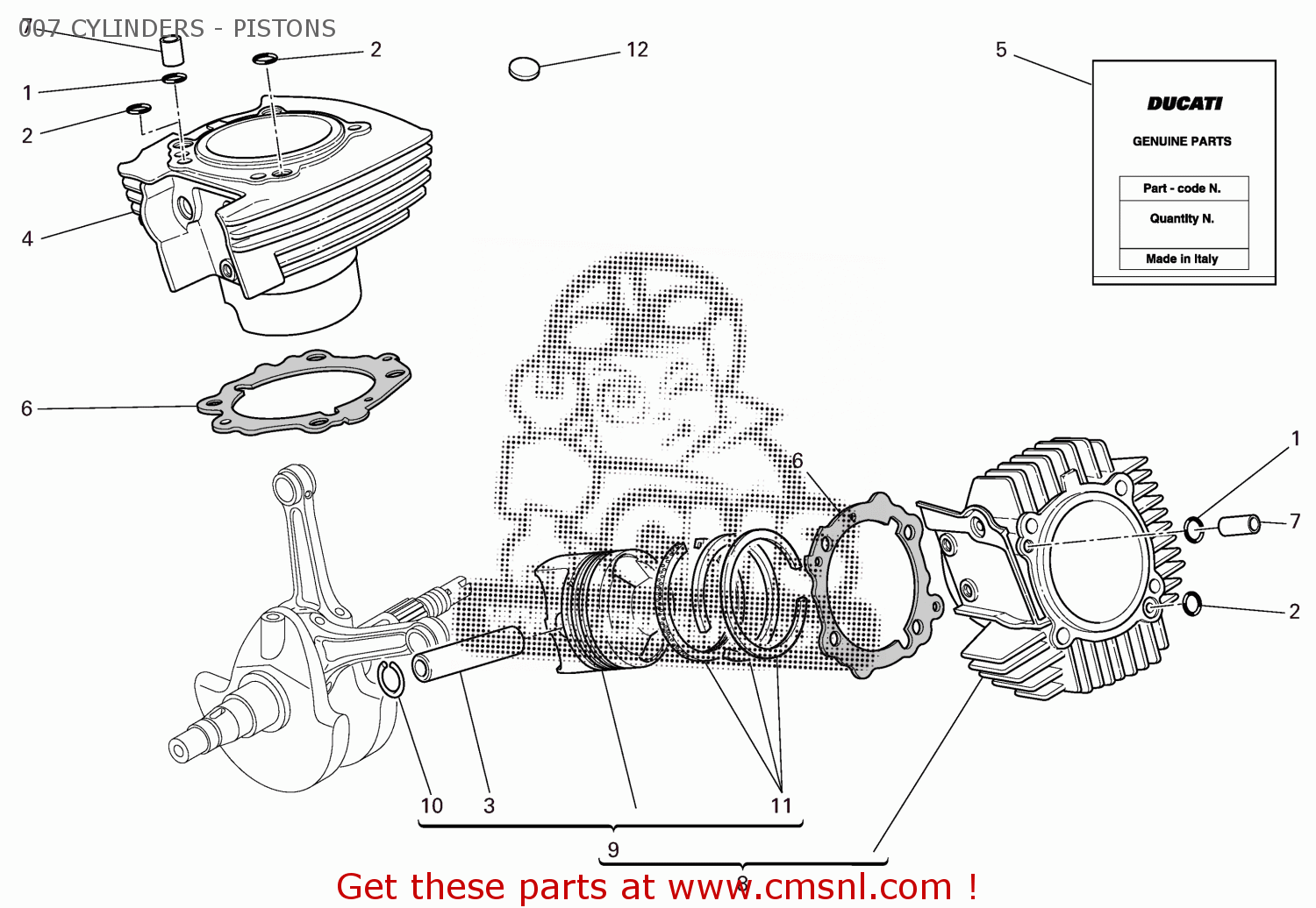 12021491A: Vertical Cylinder-piston Assy Ducati - buy the 12021491A at ...