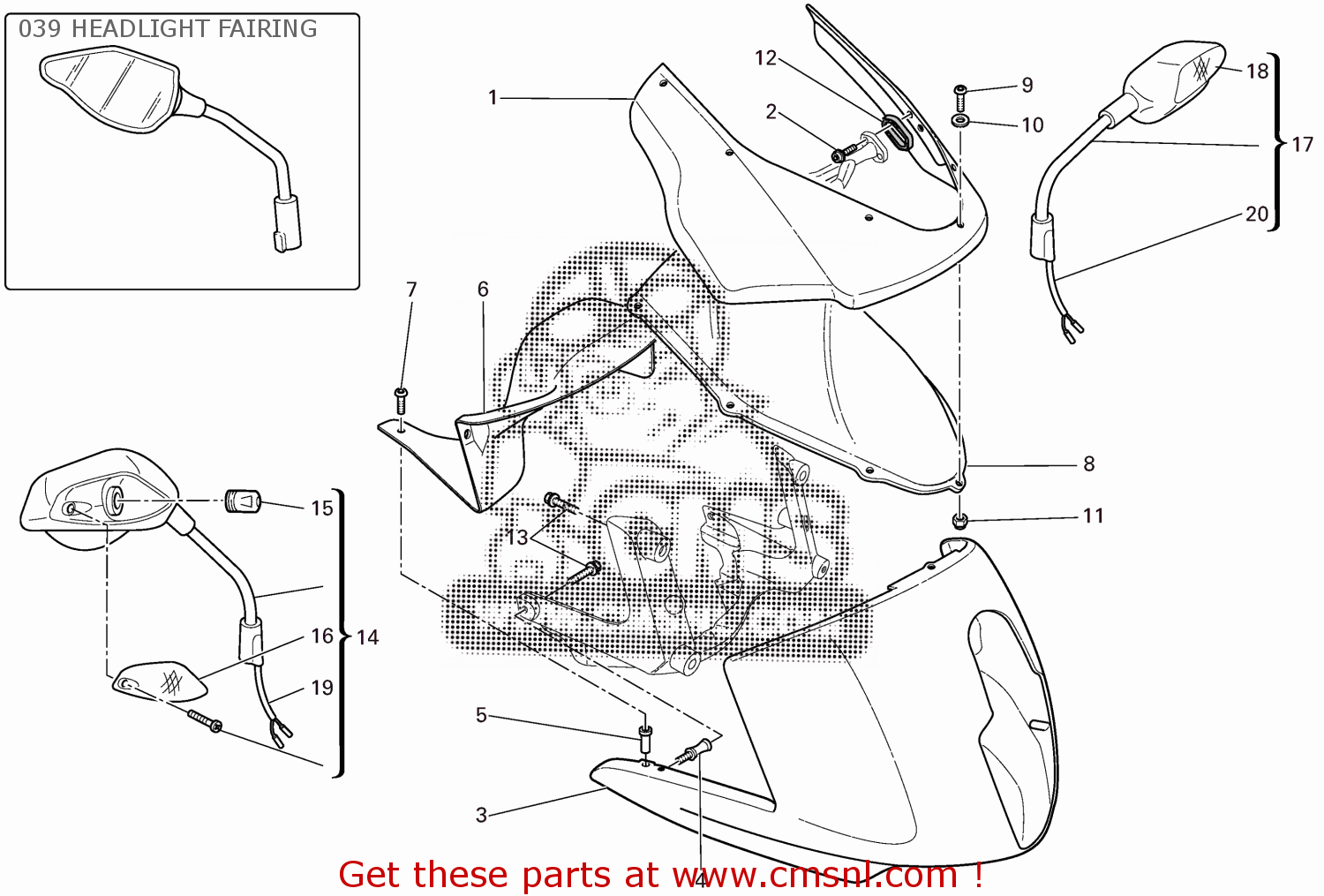 48110281AA: Movable Headlight Fairing Ducati - buy the 48110281AA at CMSNL