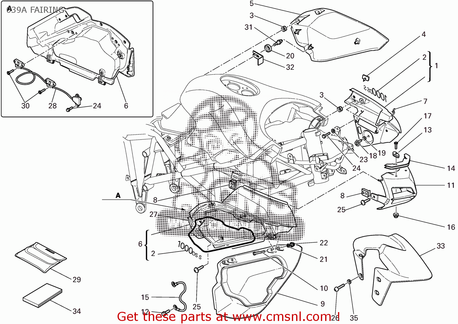 48012001AT: Right Upper Half-fairing Ducati - buy the 48012001AT at CMSNL