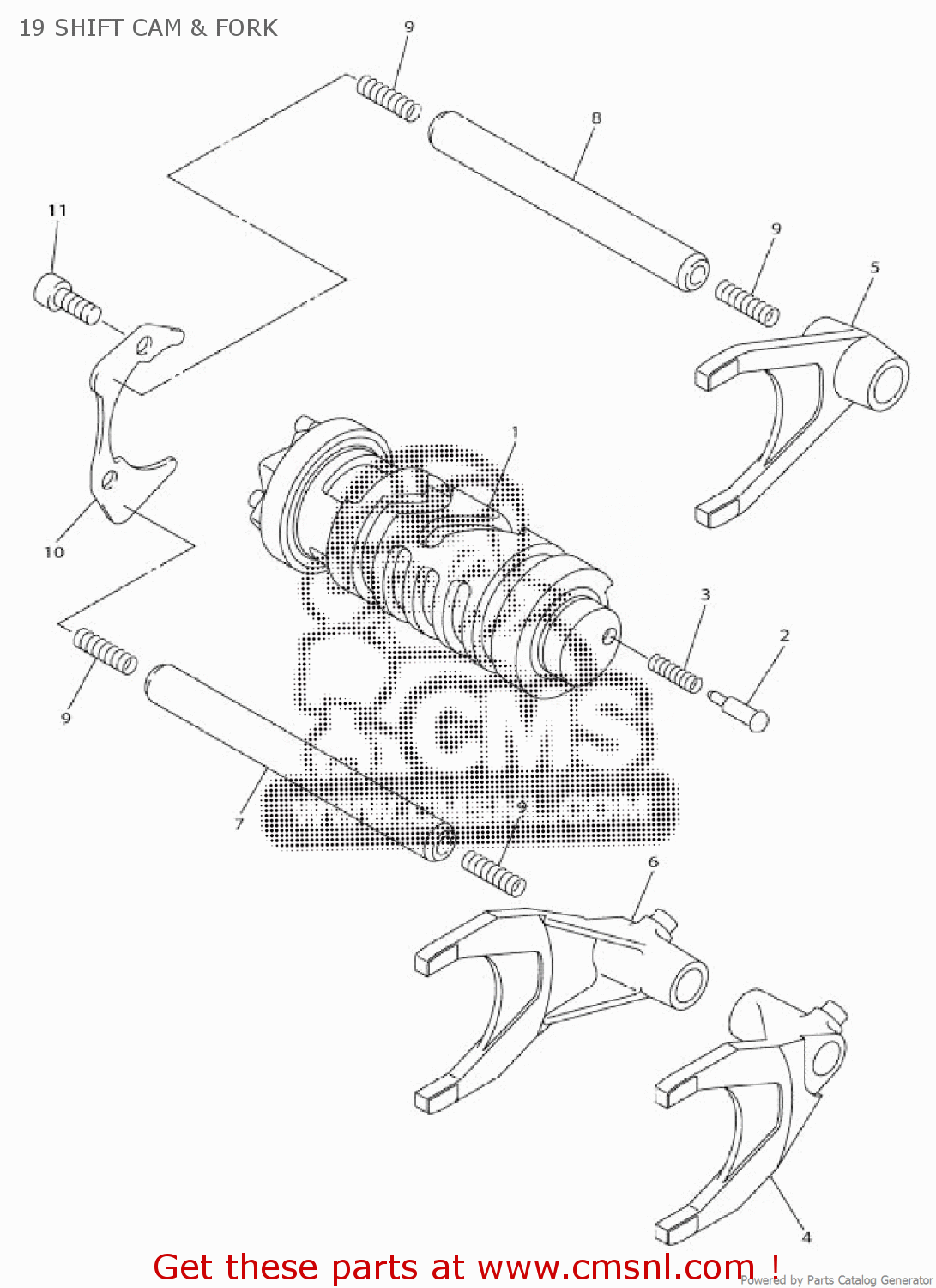 B881854000: Shift Cam Assy Yamaha - buy the B88-18540-00-00 at CMSNL