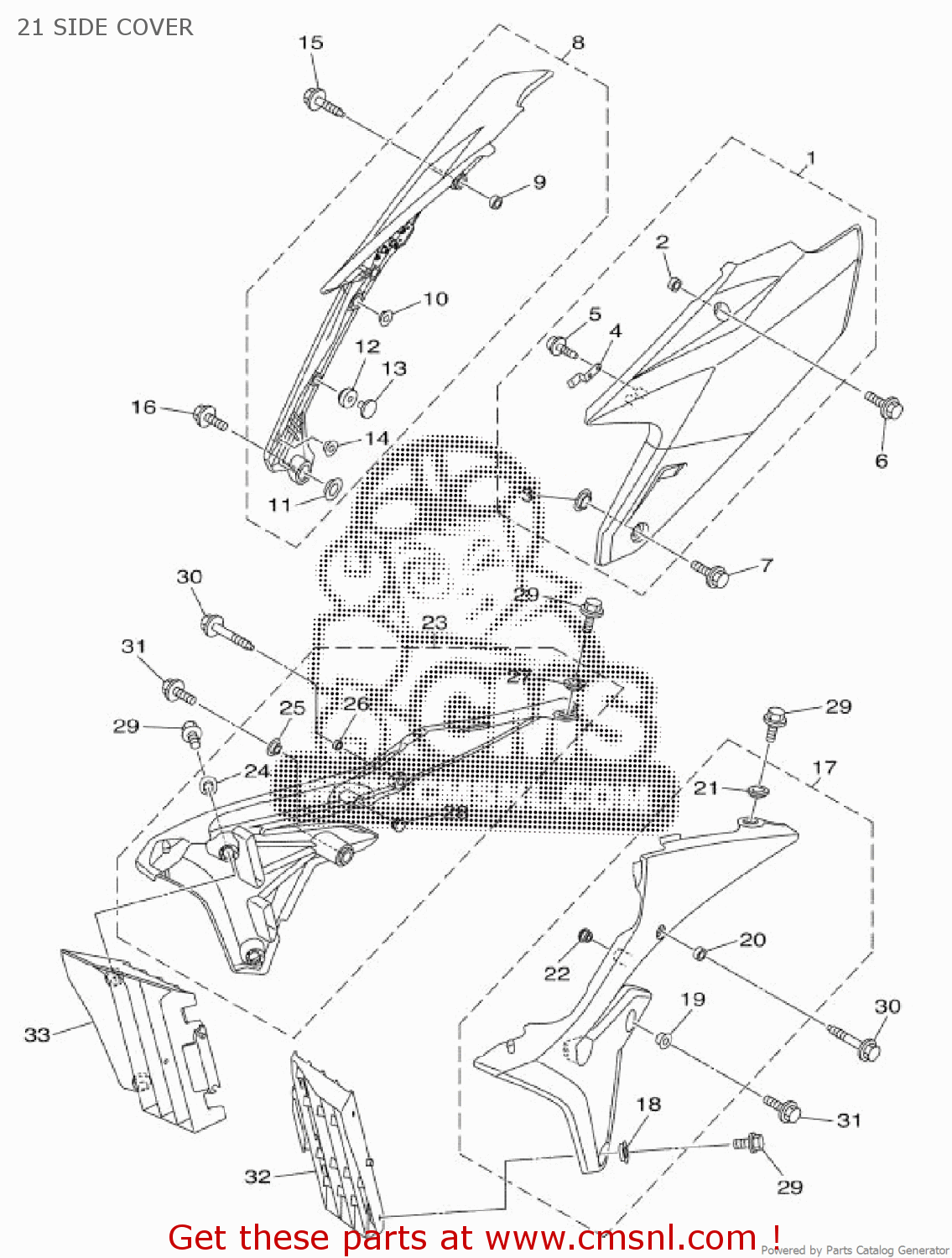 1SM217R040: Side Cover Insert Assy. 3 Yamaha - buy the 1SM-217R0-40 at ...