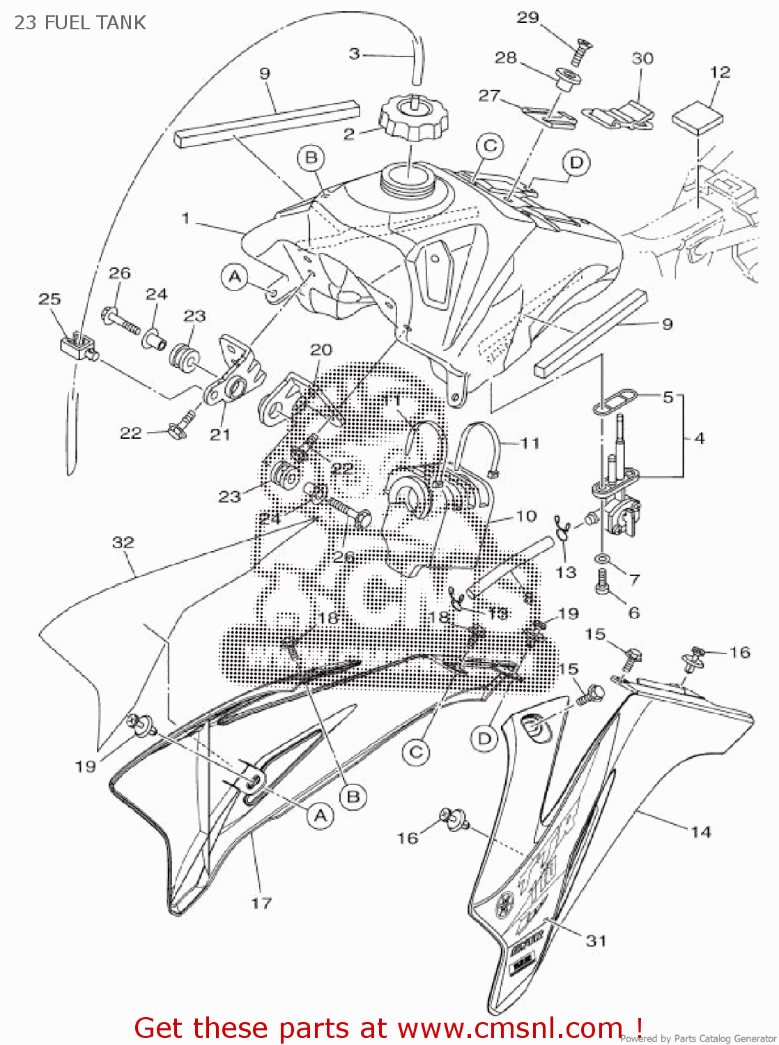 B512424500: Graphic, Fuel Tank 2 Yamaha - buy the B51-24245-00-00 at CMSNL