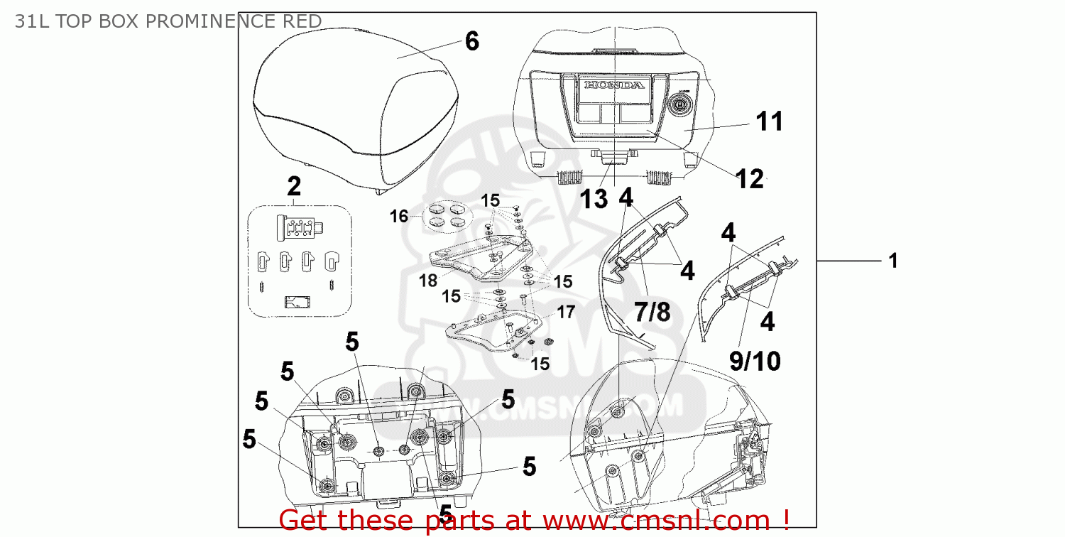 08L55MGE81003: Top Box Lid Assy R-3 Honda - buy the 08L55-MGE-81003 at ...