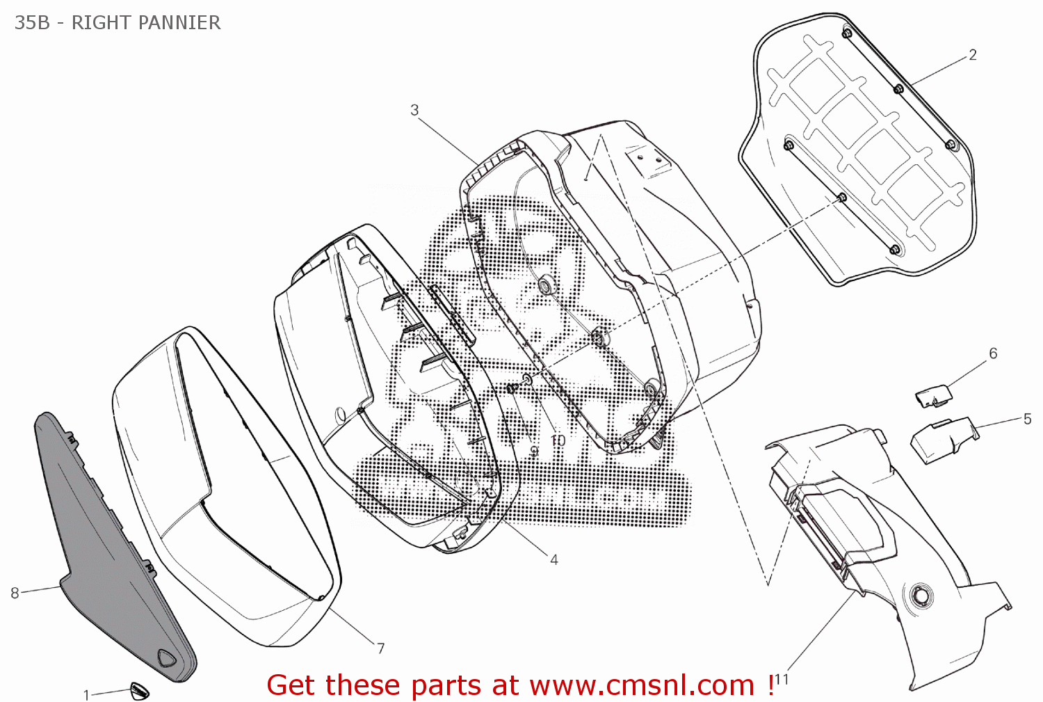 69822413A: Pannier Lock Kit R.h. Ducati - buy the 69822413A at CMSNL