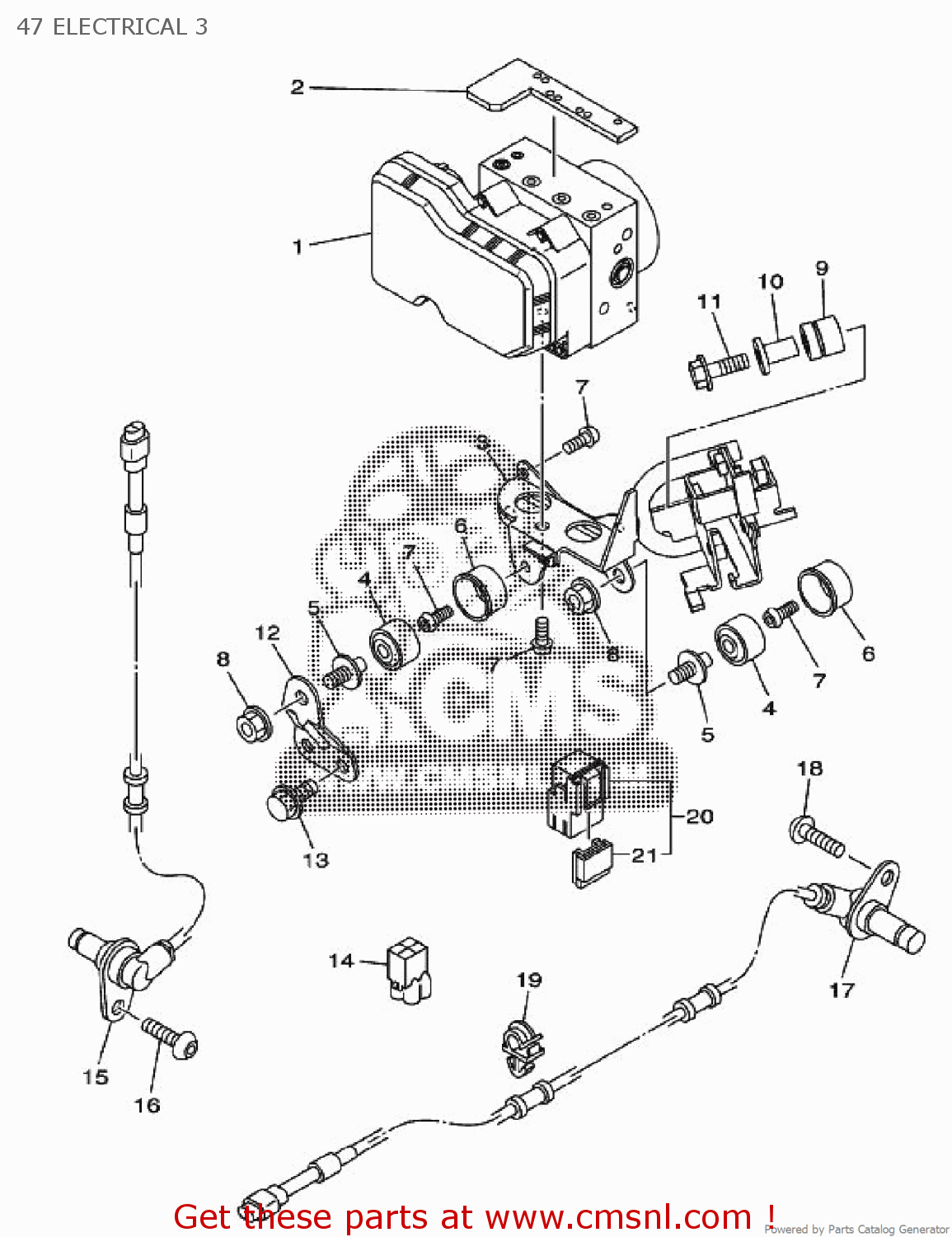 4B58597000: Wheel Sensor Assy, Front Yamaha - buy the 4B5-85970-00 at CMSNL