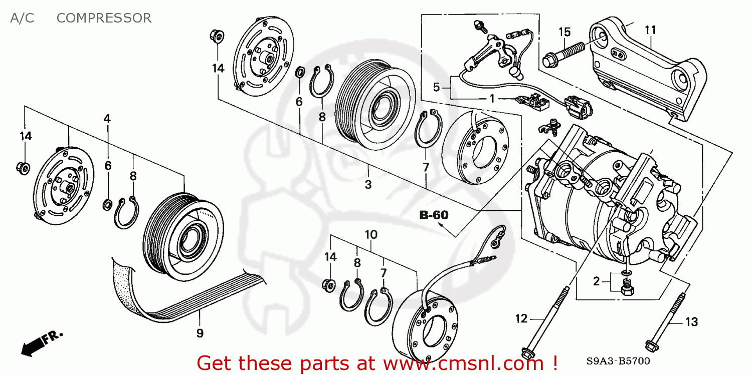 38920PNB004: Belt,compressor Honda - buy the 38920-PNB-004 at CMSNL