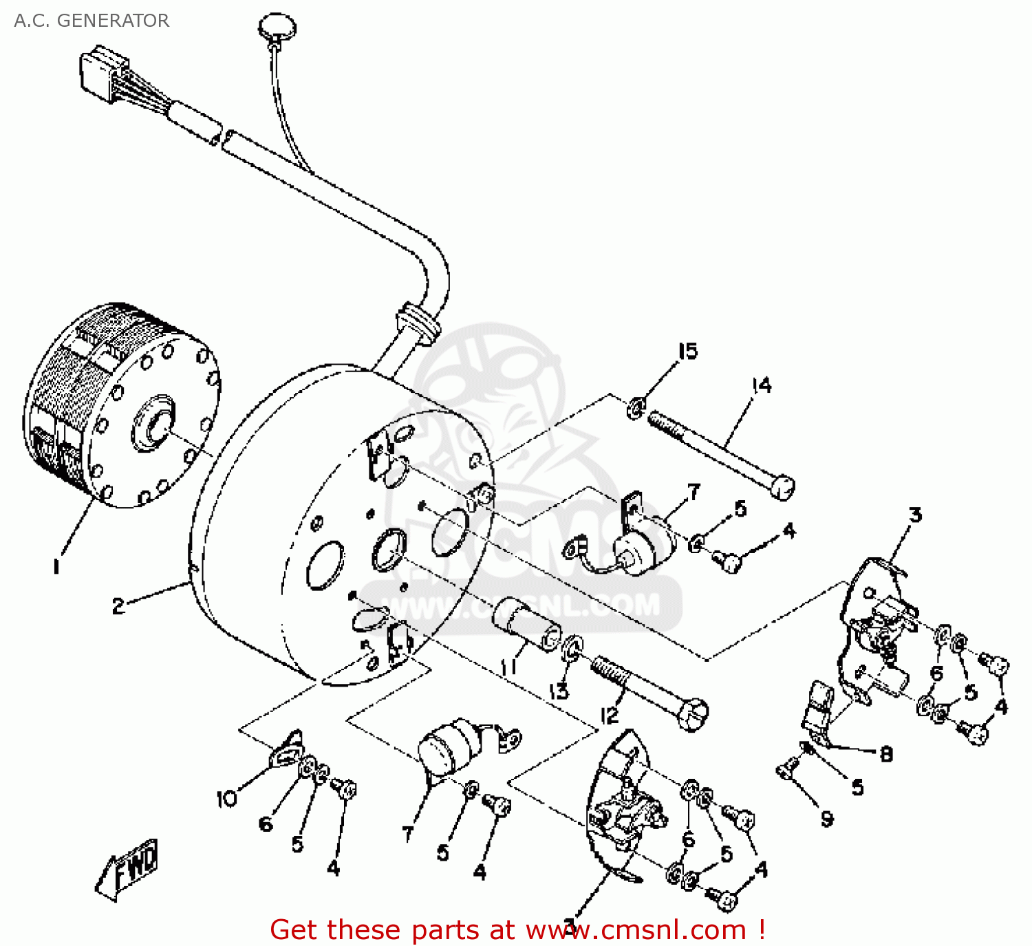 A.C GENERATOR ASSY for RD125 1975 USA - order at CMSNL