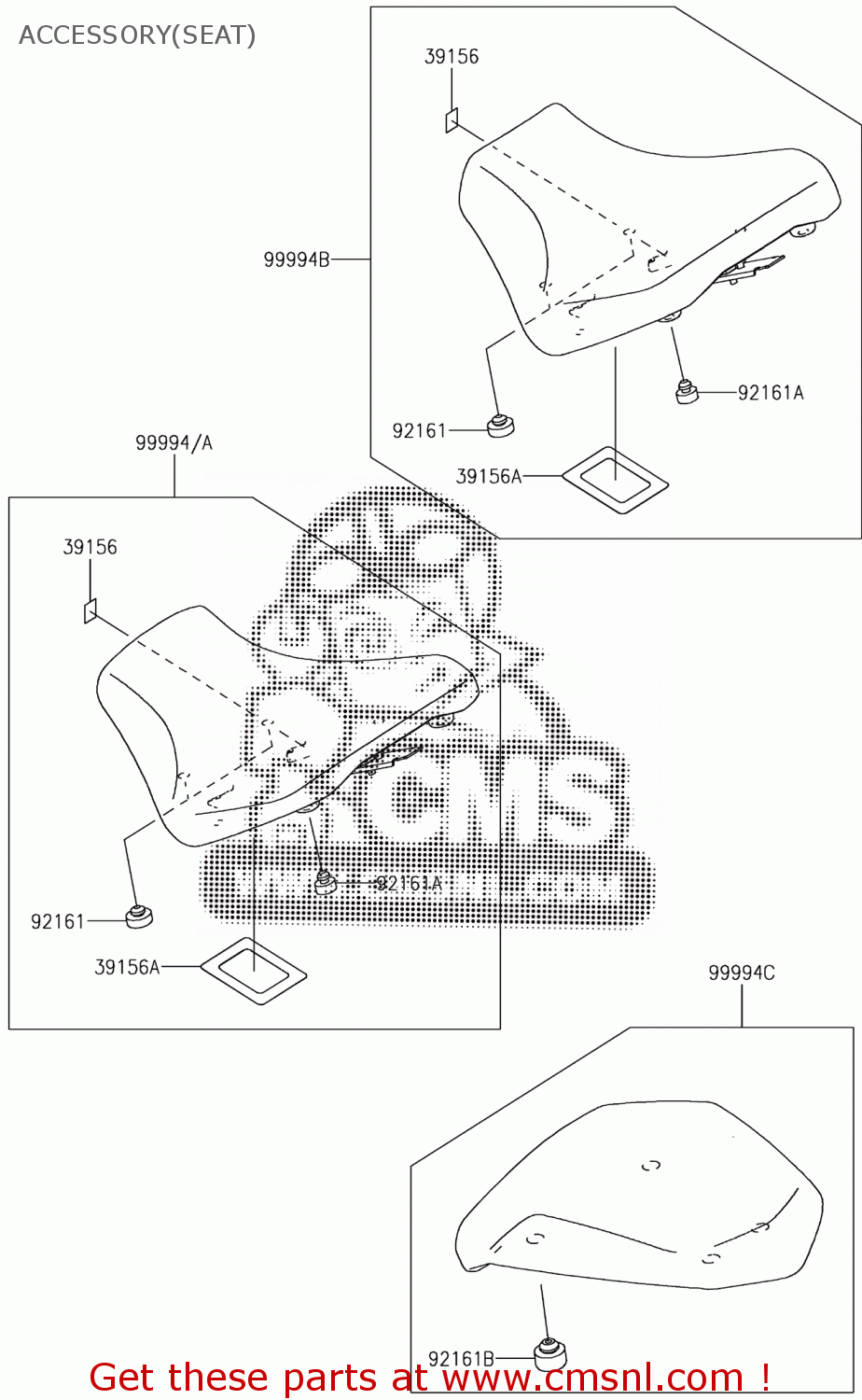 ACC.SEAT,RR (STD FOR for ZX1002BKF NINJA H2 SX SE 2019 EUROPE,MIDDLE ...