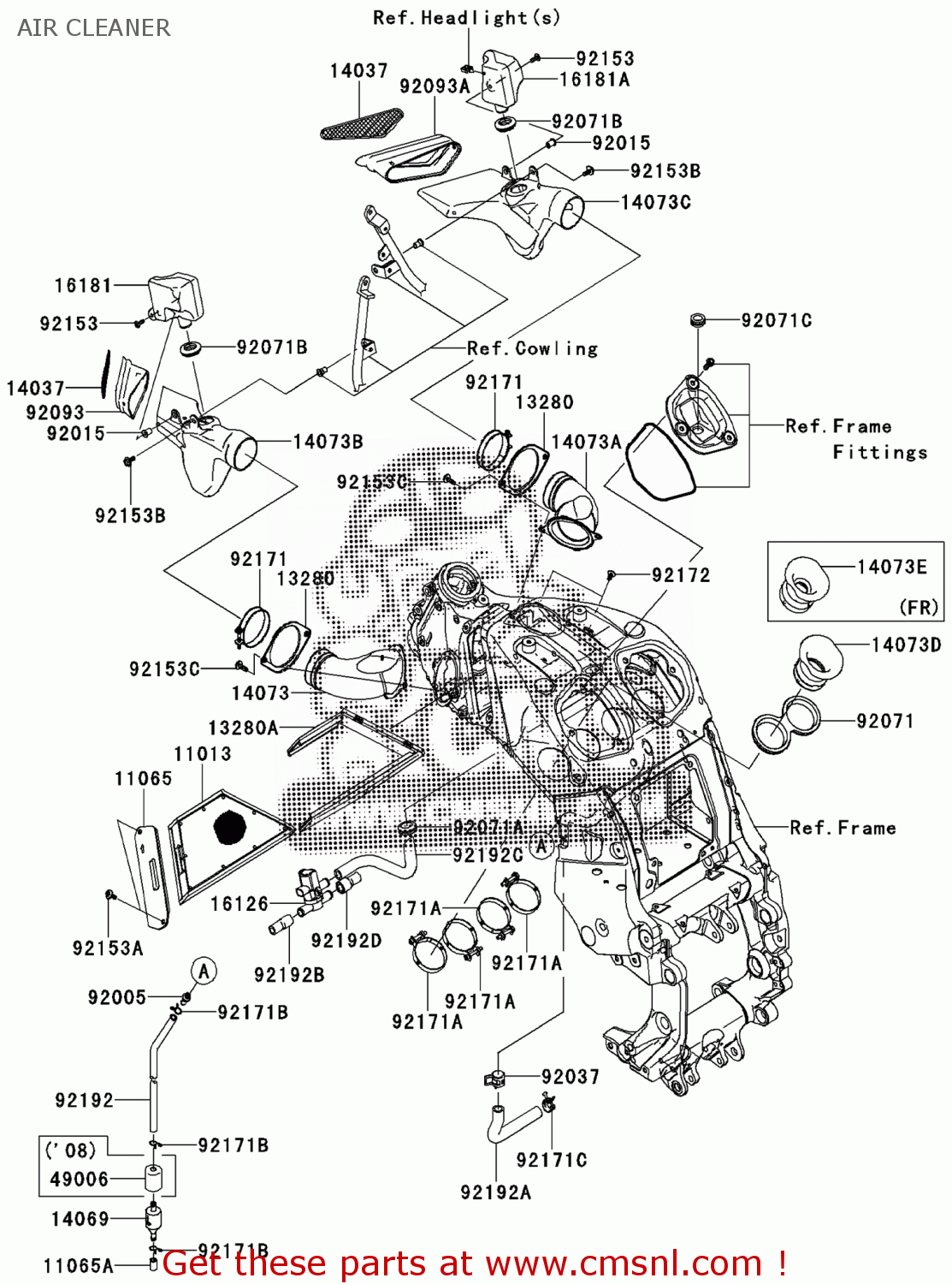 140730178: Duct,funnel Kawasaki - buy the 14073-0178 at CMSNL