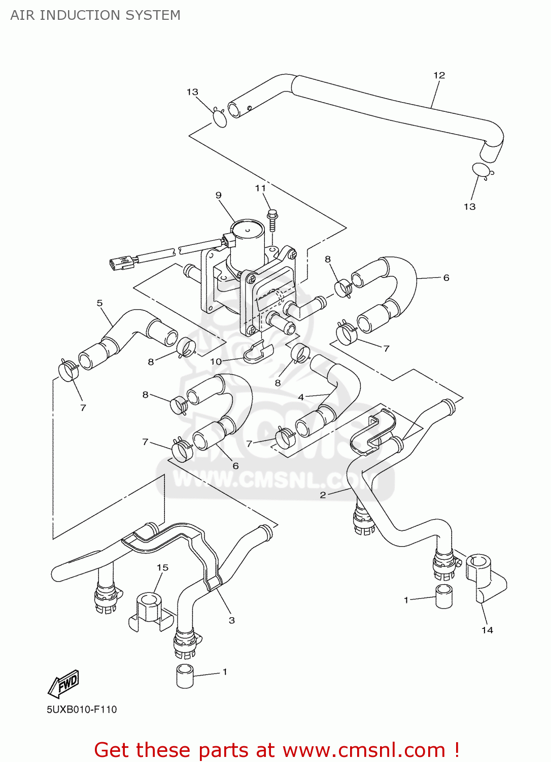 5UX1480300: Air Induction System Assy Yamaha - buy the 5UX-14803-00-00 ...