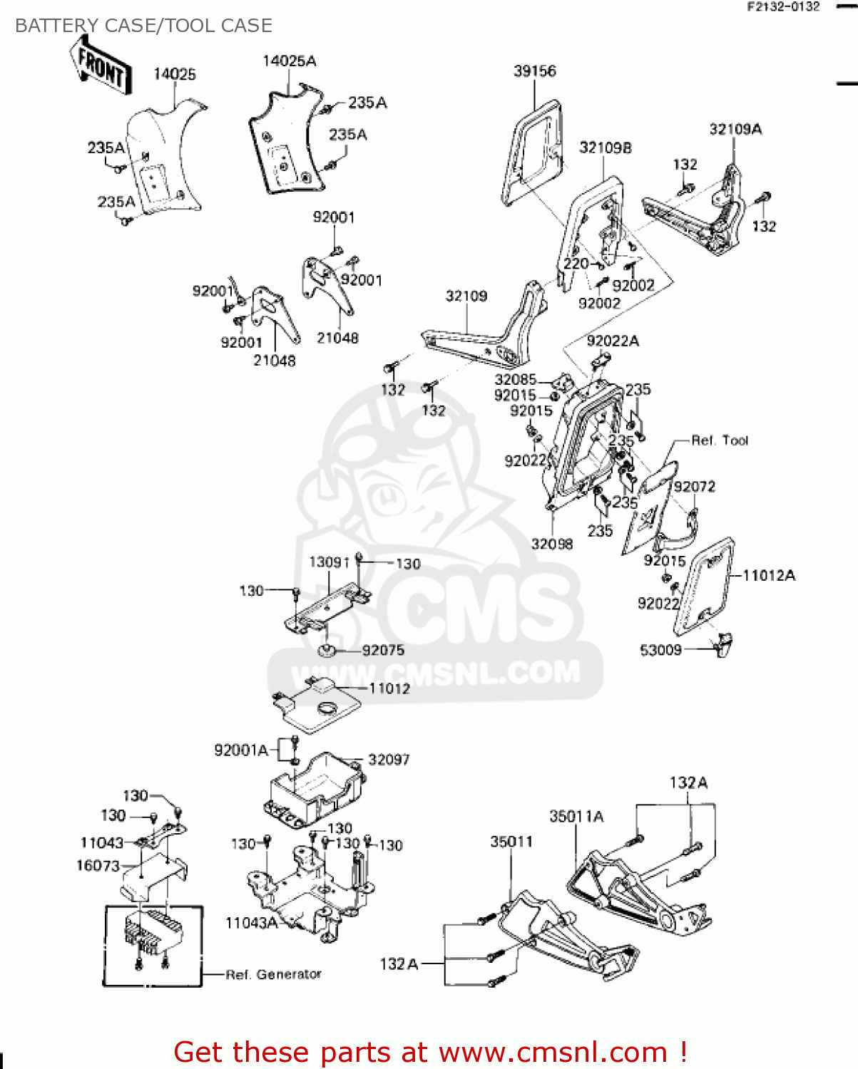 321091111: Grip-frame,low,rh Kawasaki - buy the 32109-1111 at CMSNL