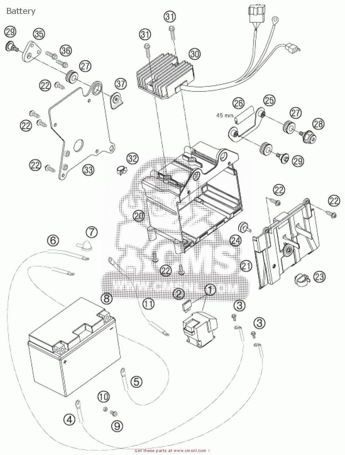 61011054006: Battery Box Cover 05 Ktm - buy the 61011054006 at CMSNL