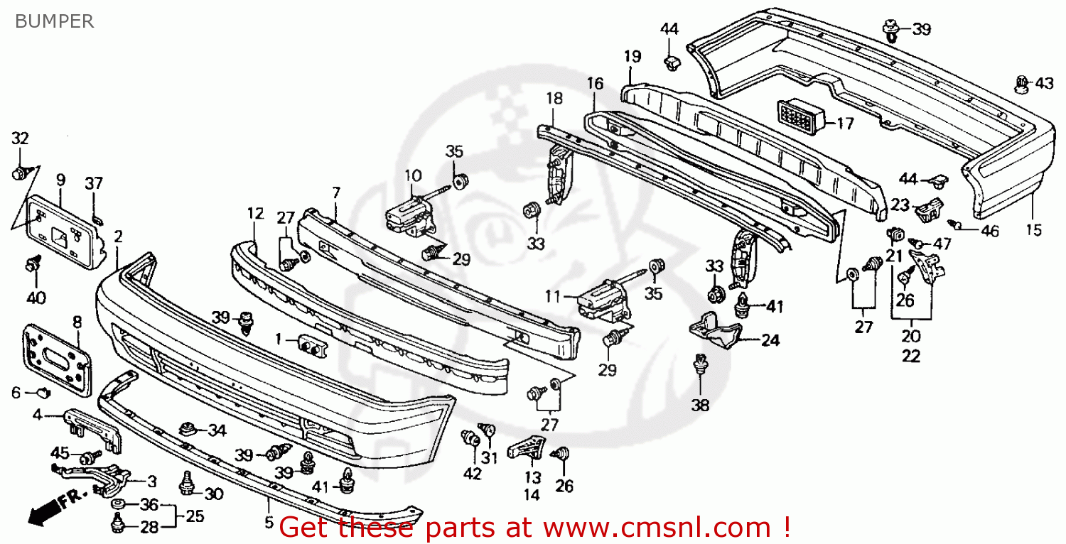 71501SM4A00ZZ: Face,rr.bumper Honda - buy the 71501-SM4-A00ZZ at CMSNL