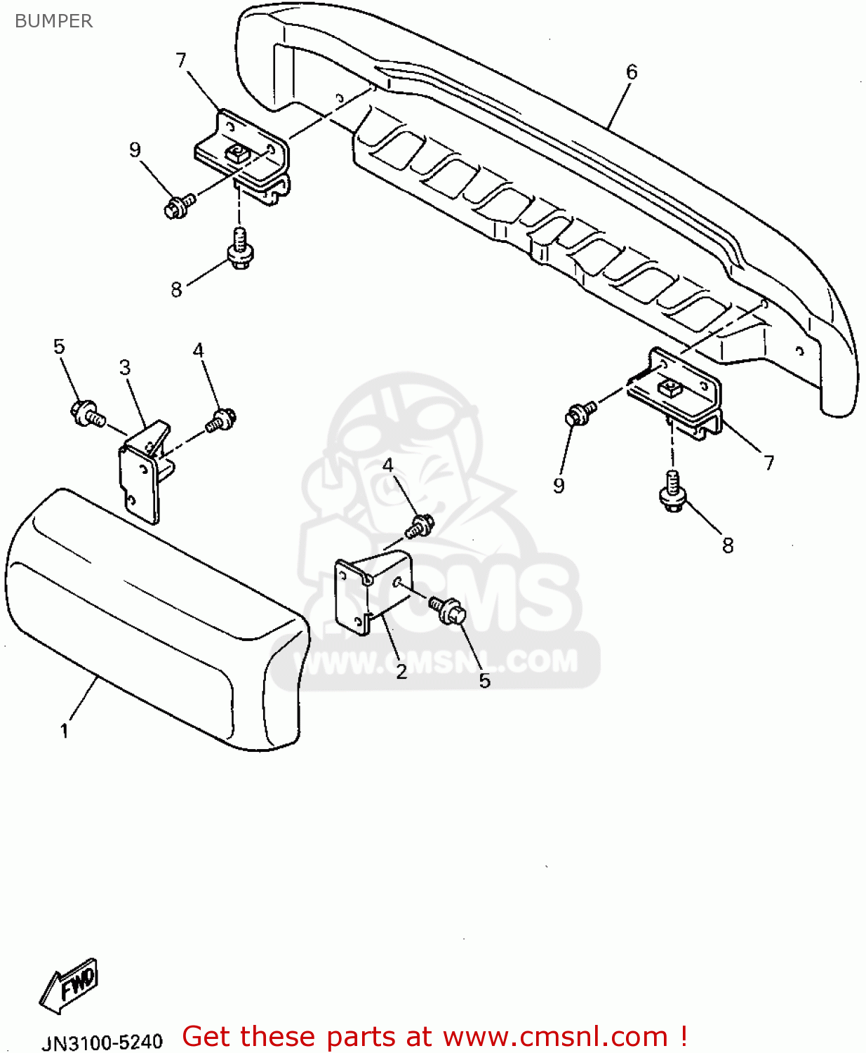JN3K751000: Bumper Comp,front Yamaha - buy the JN3-K7510-00 at CMSNL