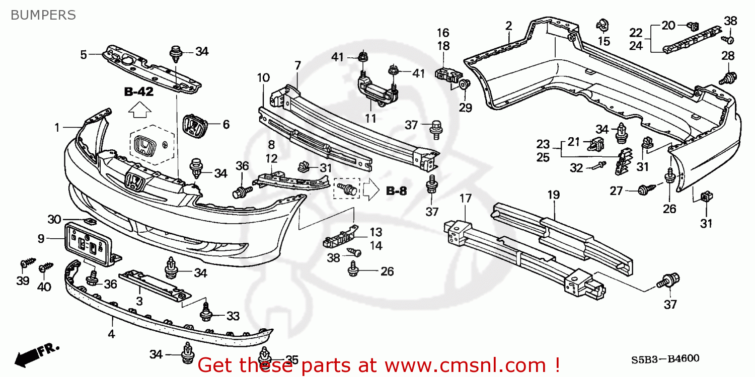 71530S5BA00ZZ: Beam, Rr. Bumper Honda - buy the 71530-S5B-A00ZZ at CMSNL