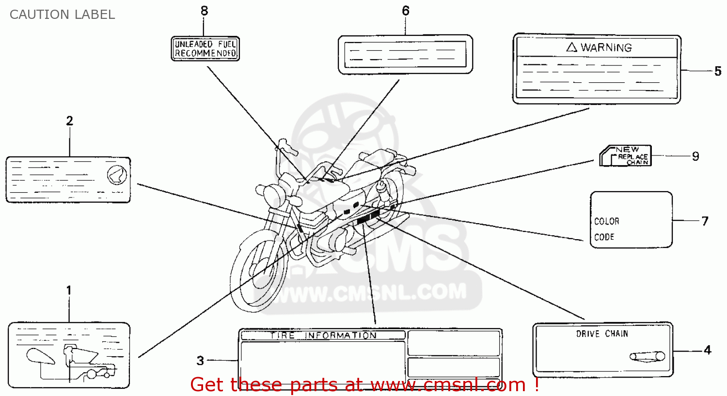 LABEL DRIVE CHAIN for CMX250C REBEL 1999 (X) ENGLAND - order at CMSNL