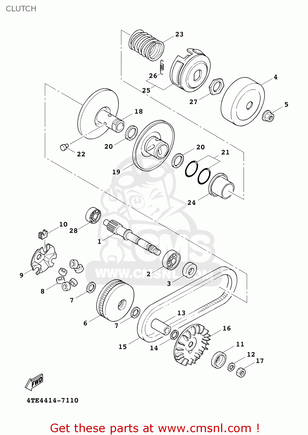 4CWE766001: Secondary Fixed Sheave Comp. Yamaha - buy the 4CW-E7660-01 ...