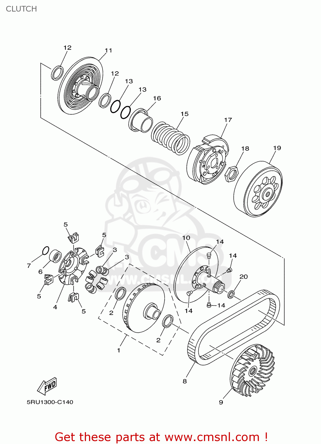 5RUW176210: Primary Sliding Sheave Comp. Yamaha - buy the 5RU-W1762-10 ...