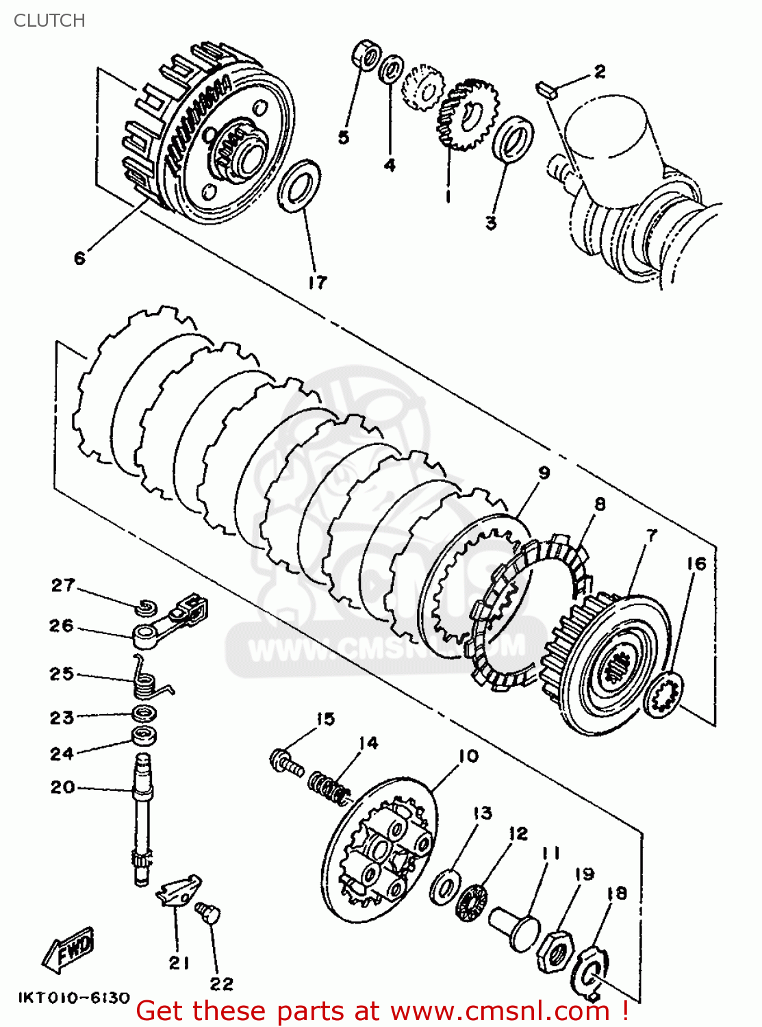 1KT1638200: Axle, Push Lever Yamaha - buy the 1KT-16382-00 at CMSNL