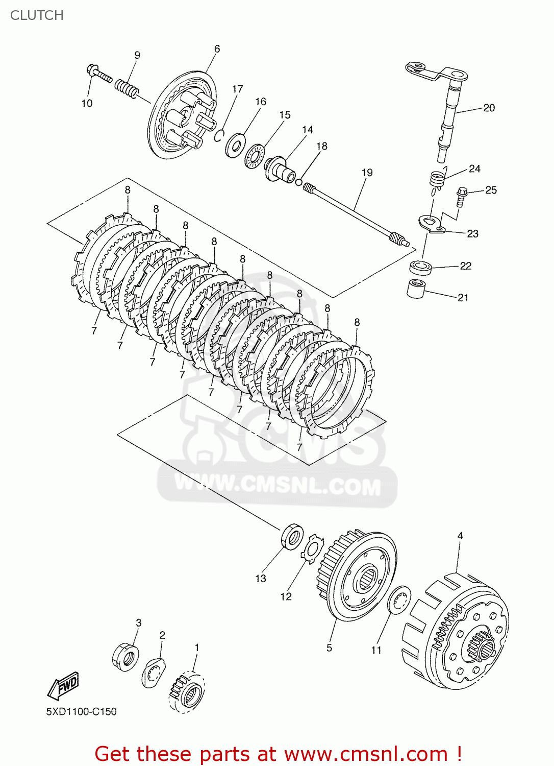 5XD1638100: Push Lever Comp. Yamaha - buy the 5XD-16381-00 at CMSNL