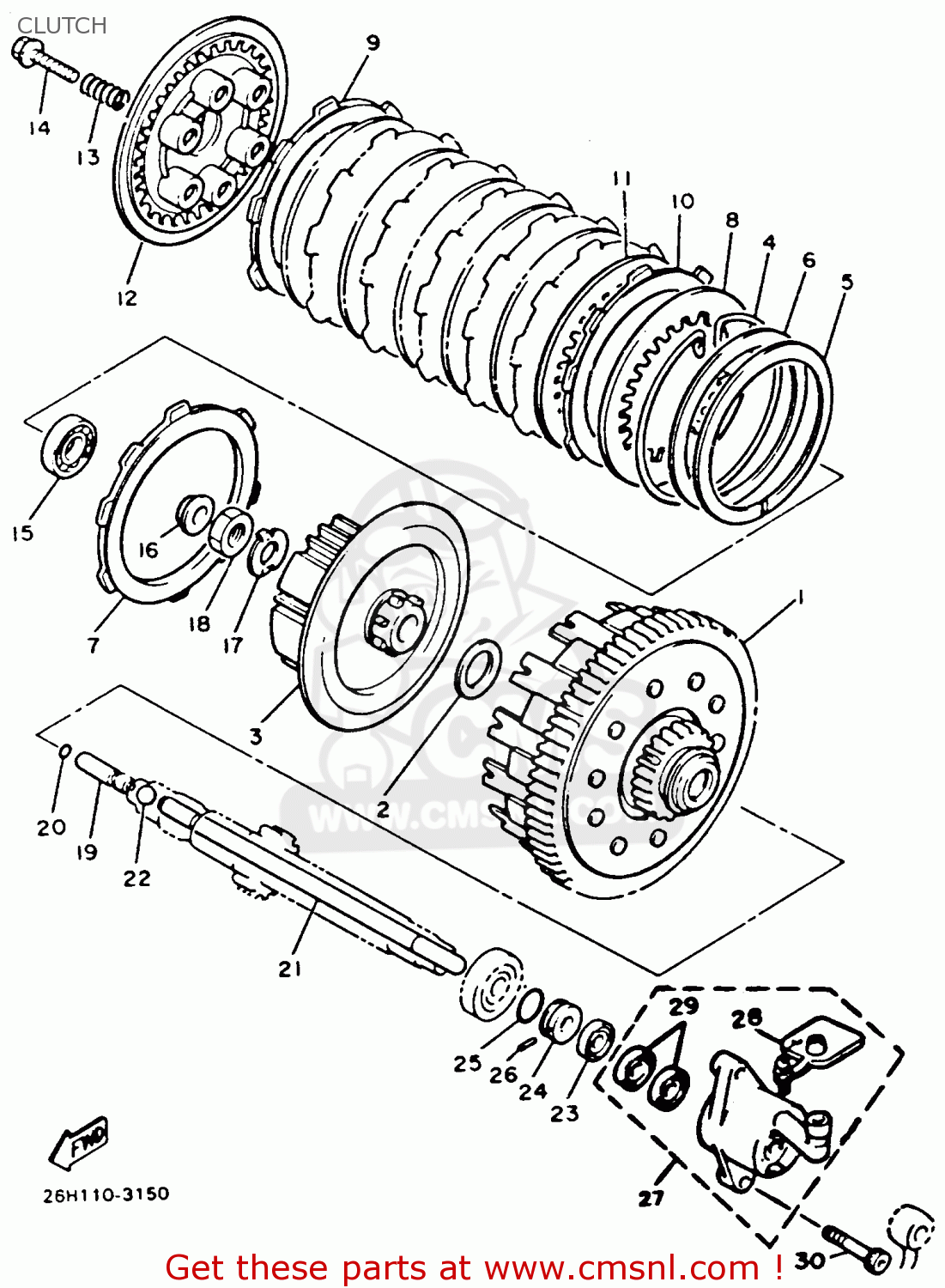 1FK1638101: Push Lever Comp. Yamaha - buy the 1FK-16381-01 at CMSNL