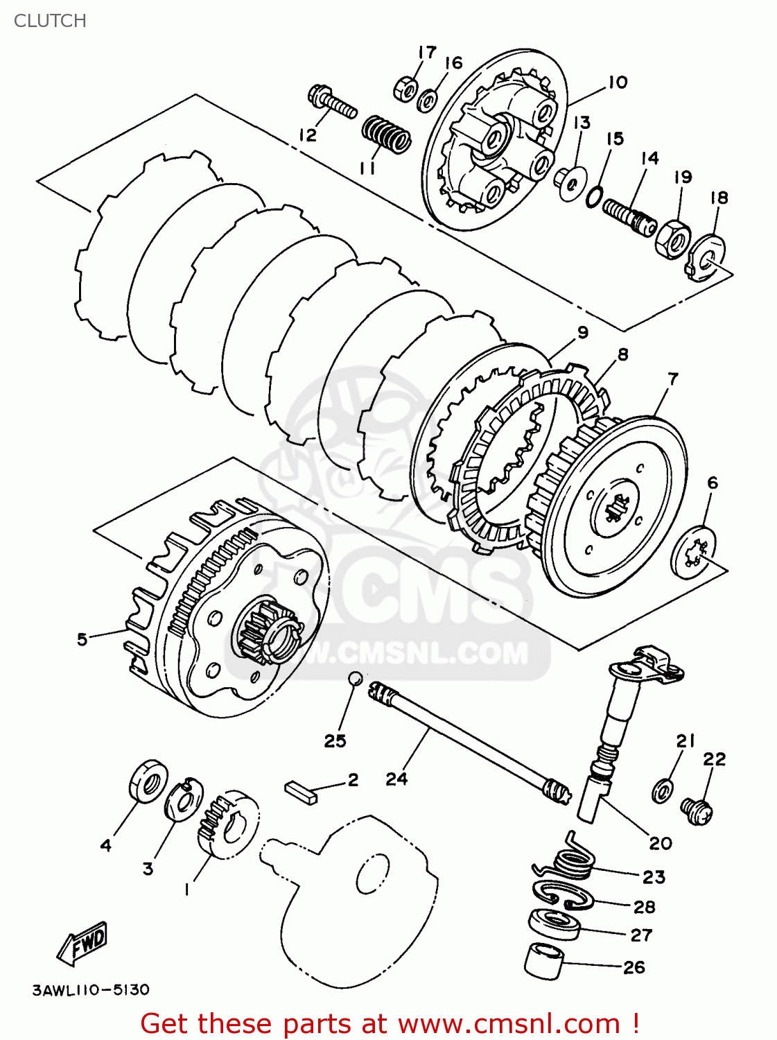 15A1638000: Push Lever Assy Yamaha - buy the 15A-16380-00 at CMSNL