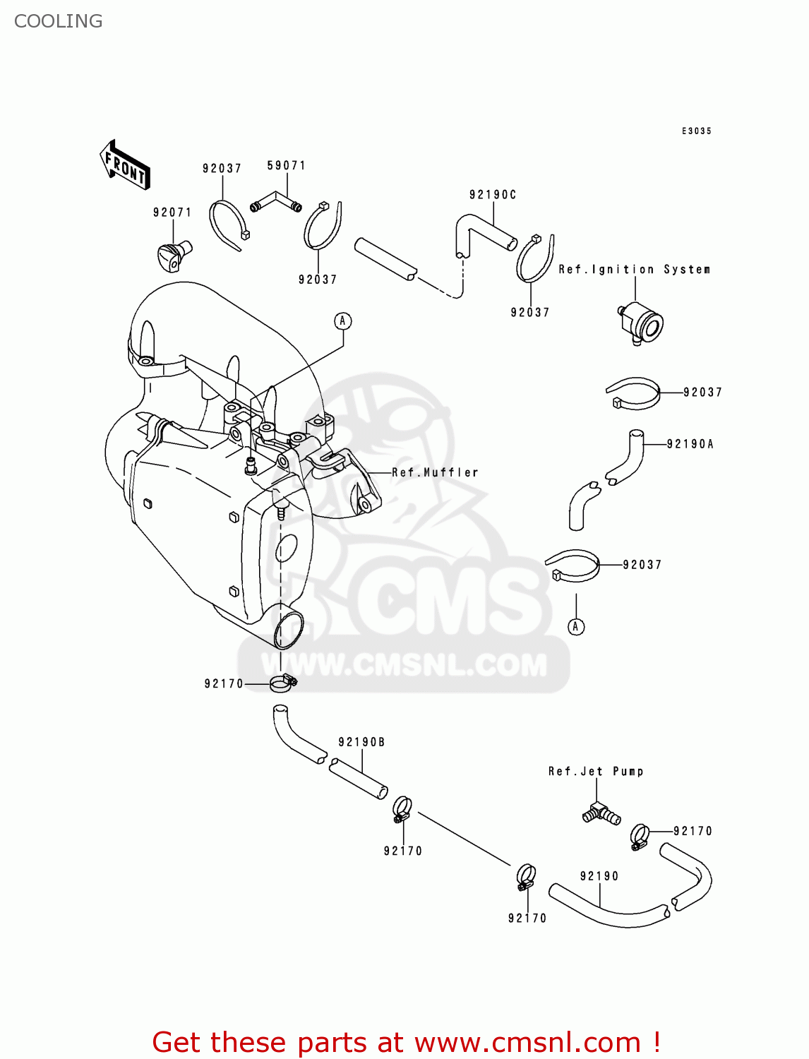TUBE,PUMP-HULL for JS750-A3 JETSKI750SX 1994 FRANCE AL - order at CMSNL