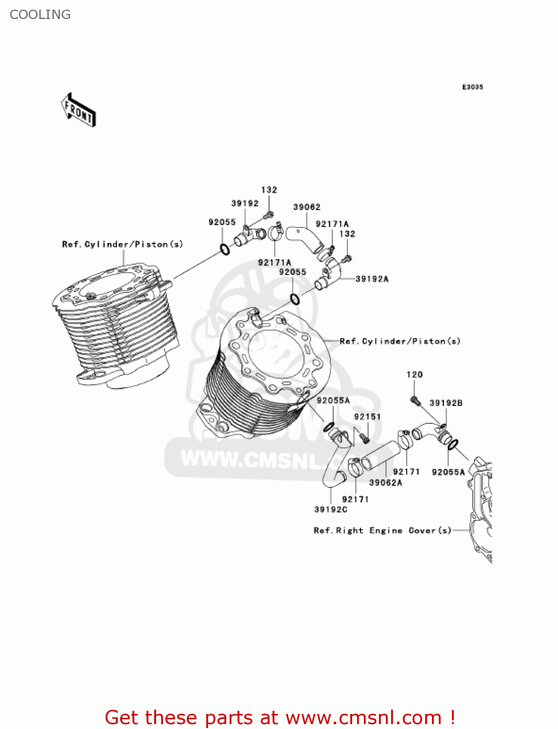 391920003: Pipe-water,fr Cylinde Kawasaki - buy the 39192-0003 at CMSNL