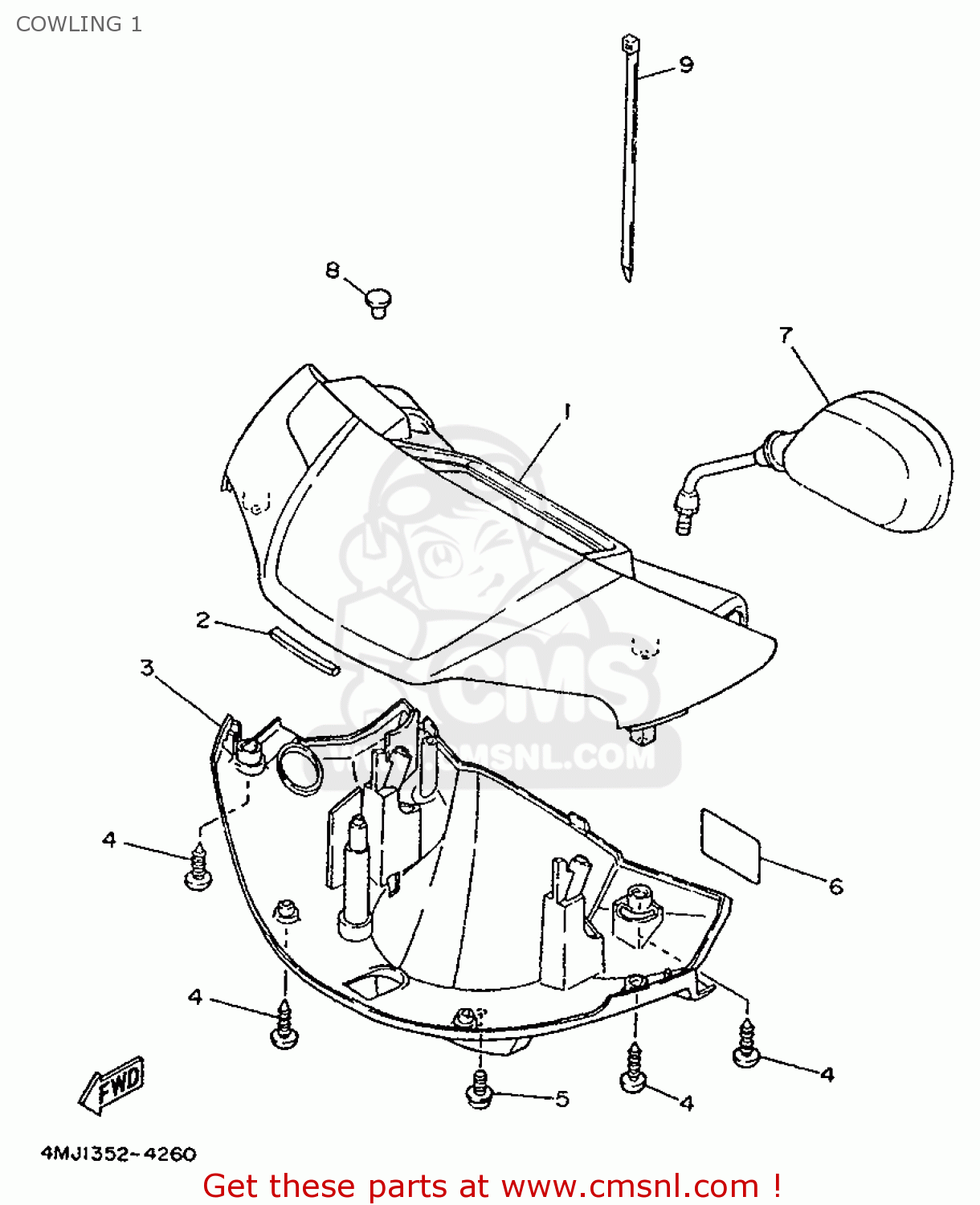 4PCF621300P1: Cover, Upper Yamaha - buy the 4PC-F6213-00-P1 at CMSNL