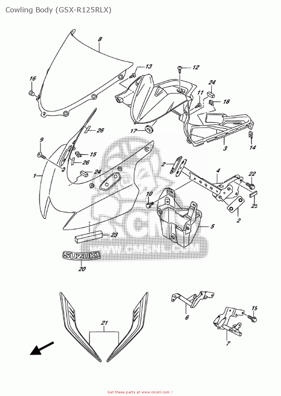 CUSHION. MIRROR BRACKET for GSX-R125XA 2021 - order at CMSNL