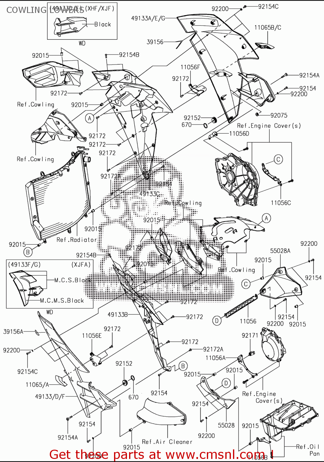 11065088753X: Cap,shroud,rh,m.c.s.b Kawasaki - buy the 11065-0887-53X ...