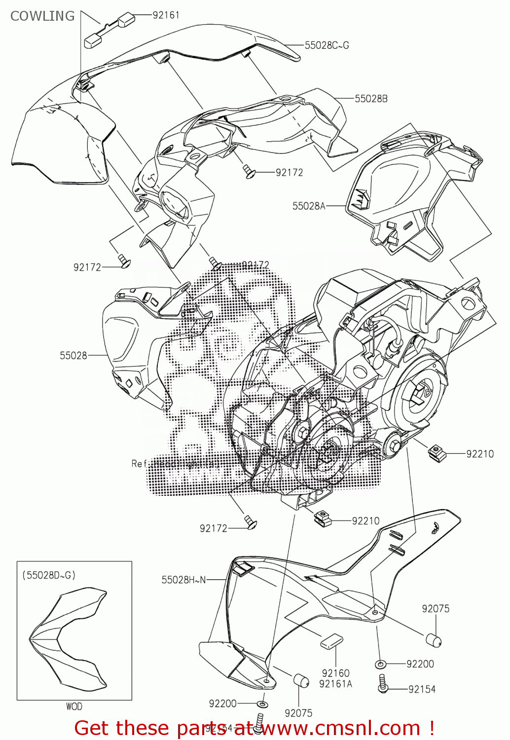 55028548445L: Cowling,lwr,f.ebony Kawasaki - buy the 55028-5484-45L at ...