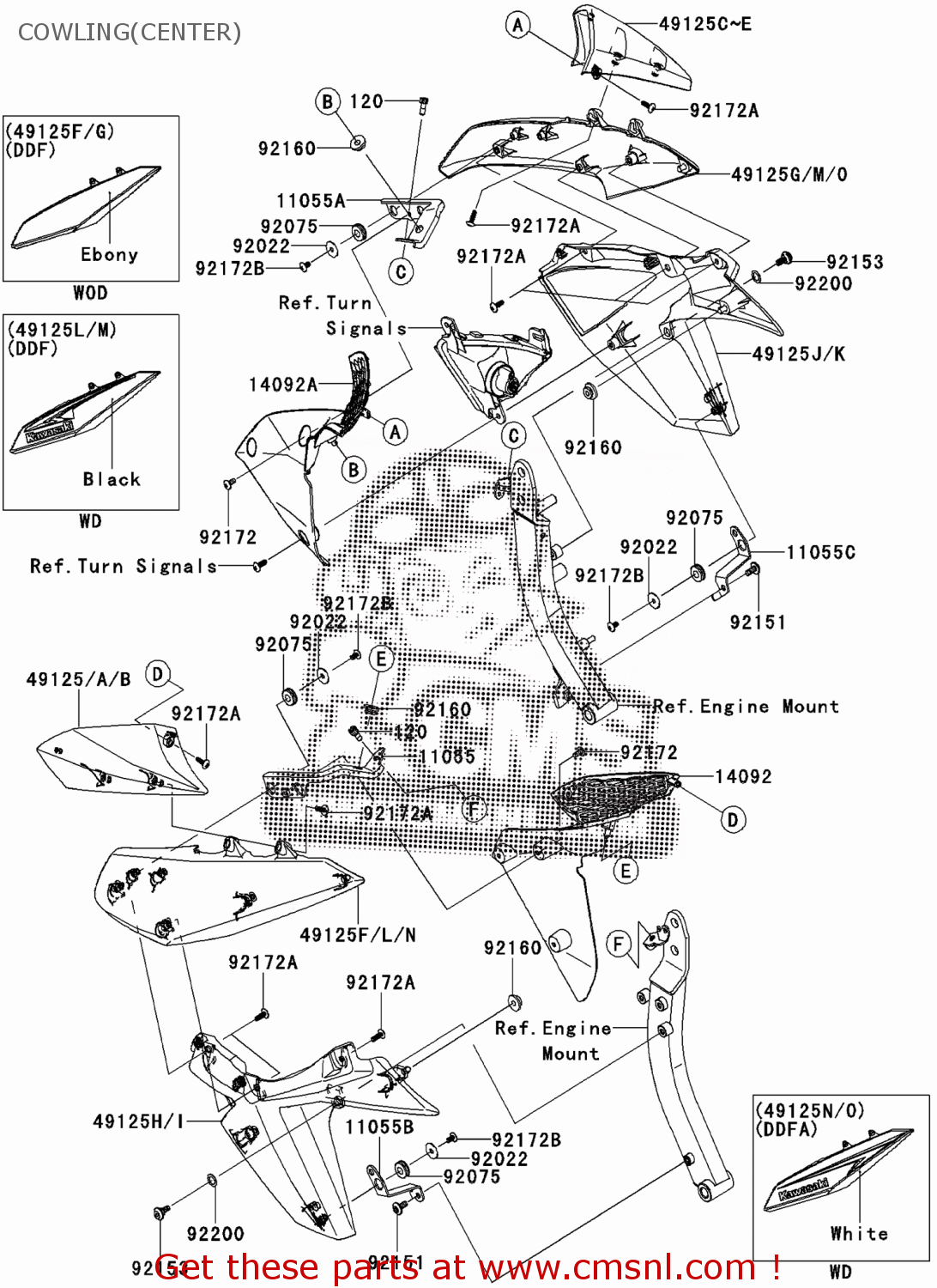 49125004545L: Shroud,upp,rh,f.ebony Kawasaki - buy the 49125-0045-45L ...