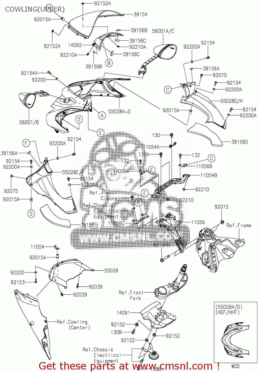 55028062260R: Cowling,inner,lh,e.b. Kawasaki - buy the 55028-0622-60R ...