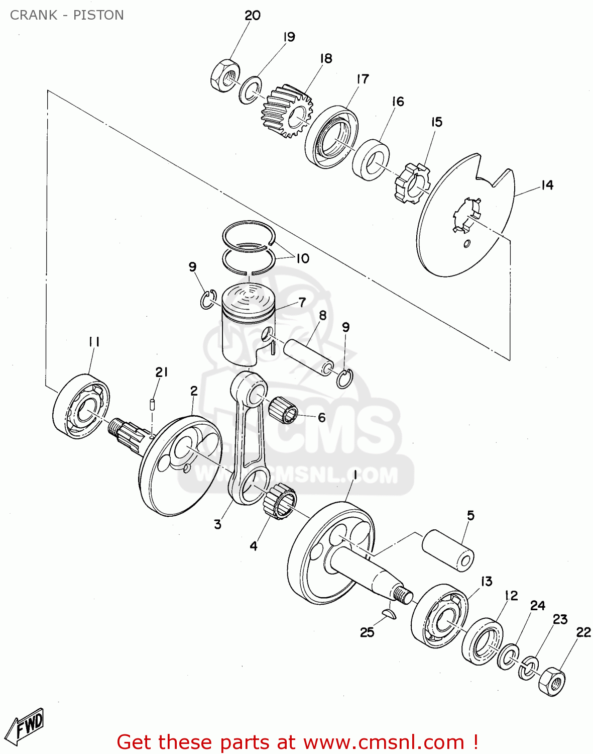 2571140001: Crank Assy Yamaha - buy the 257-11400-01 at CMSNL