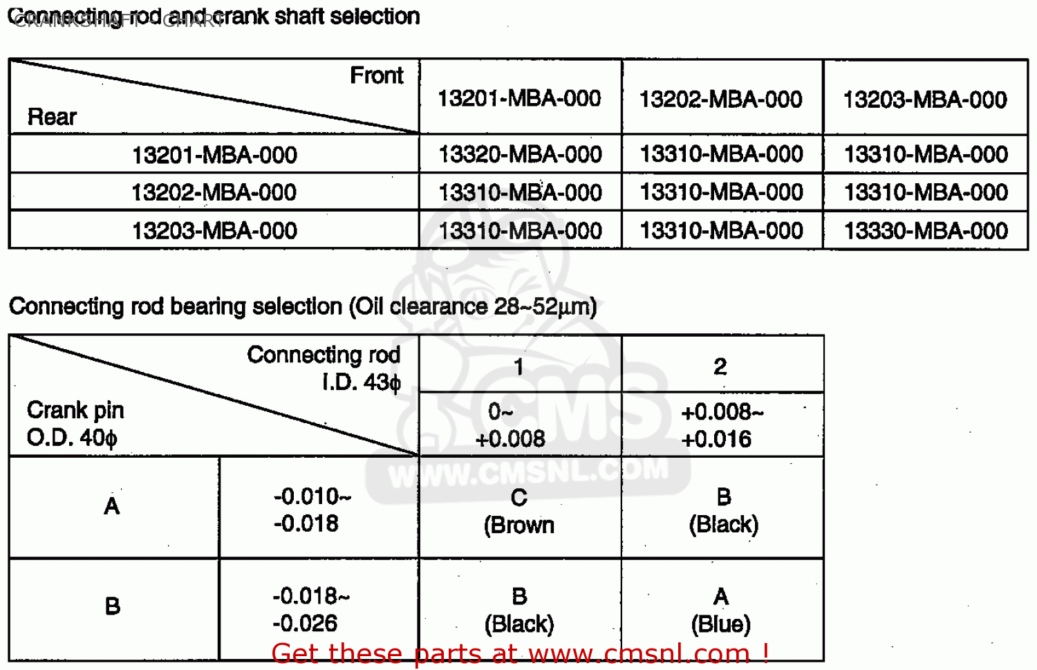 13210MBAA40: Conn Rod Assy Honda - buy the 13210-MBA-A40 at CMSNL