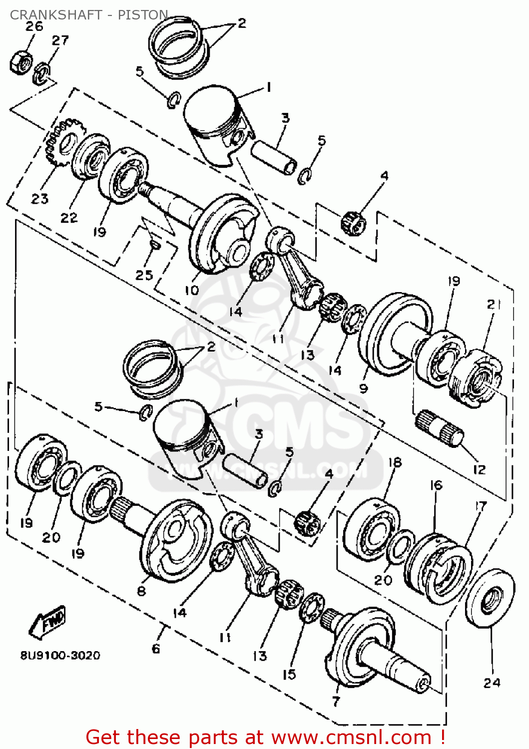8U91143200: Crank 3 Yamaha - buy the 8U9-11432-00 at CMSNL