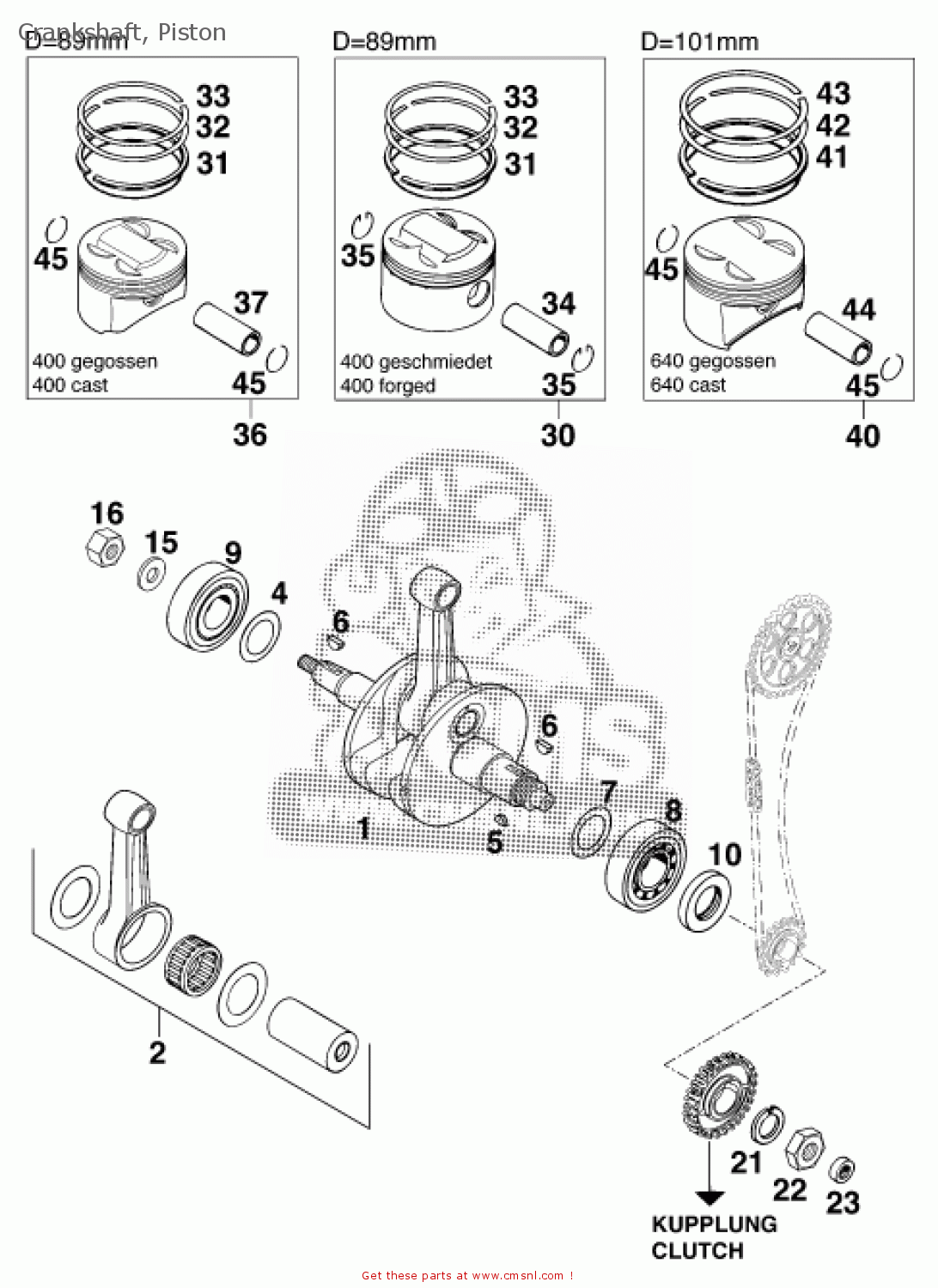 PISTON II 101MM CPL. CAST '9 for 640 LC 4 Australia 1999 - order at CMSNL