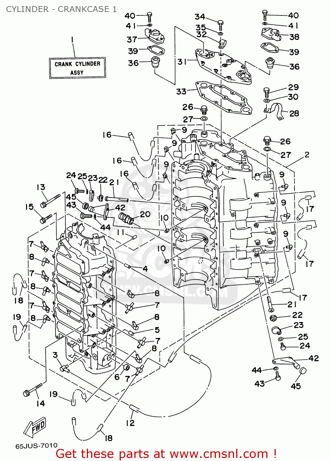 65J151000094: Crankcase Assembly Yamaha - buy the 65J-15100-00-94 at CMSNL
