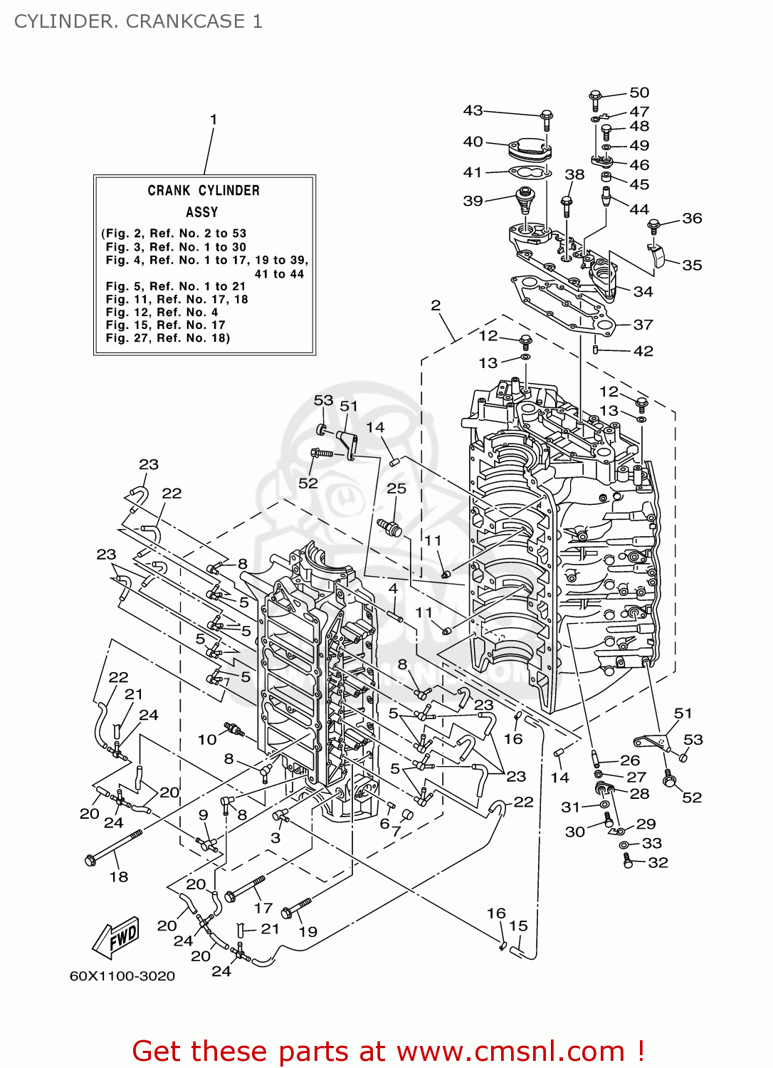 60X15100001S: Crankcase Assy Yamaha - buy the 60X-15100-00-1S at CMSNL