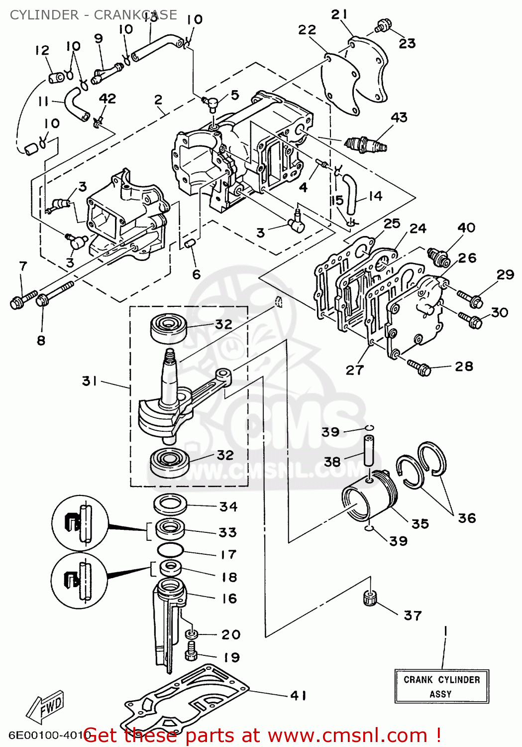 6E015100011S: Crankcase Assy Yamaha - buy the 6E0-15100-01-1S at CMSNL