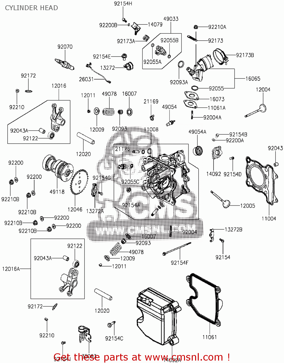 92043Y036: Pin,rocker Arm Kawasaki - buy the 92043-Y036 at CMSNL