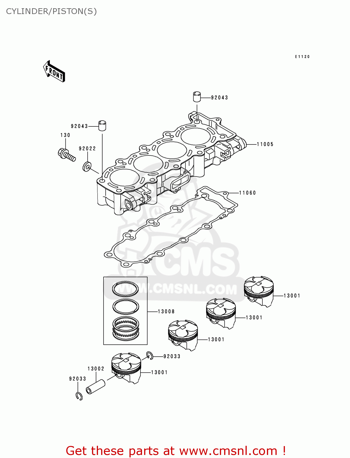 110051910: Cylinder-engine Kawasaki - buy the 11005-1910 at CMSNL