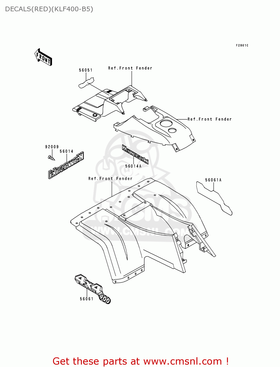 560511488: Front Fender Cover Mark,front,bay Kawasaki - buy the 56051 ...