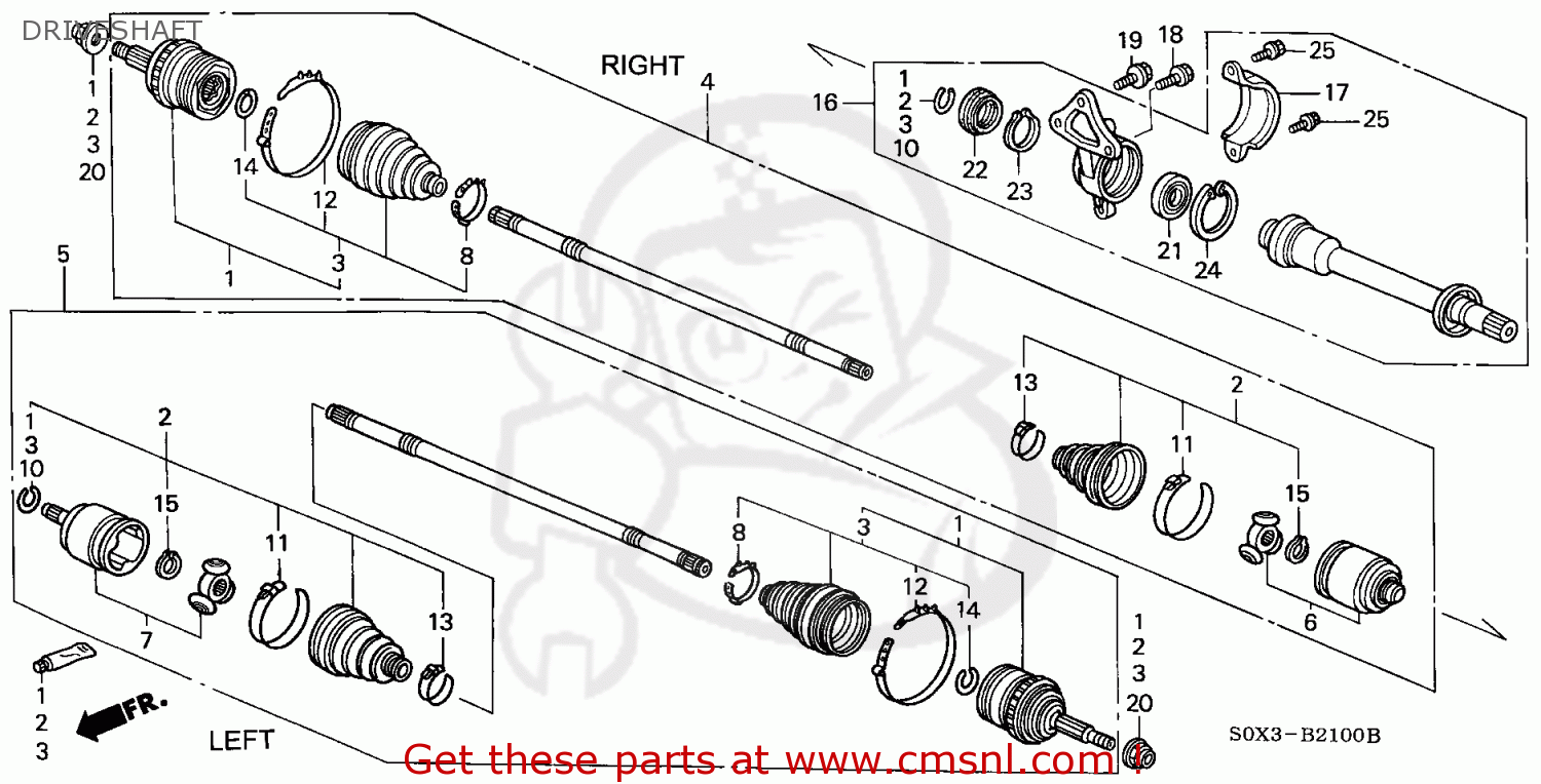 44017S0XA02: Boot Set,inboard Honda - buy the 44017-S0X-A02 at CMSNL