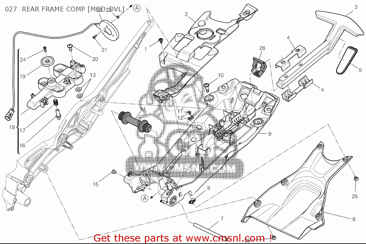 Ducati DIAVEL 2018 UK (DIAVEL FL) D170-00018 027 REAR FRAME COMP [MOD ...