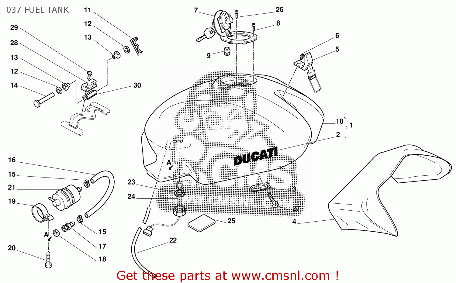 Ducati M750 2001 USA (MONSTER 750) 9151-0551D 037 FUEL TANK - buy ...