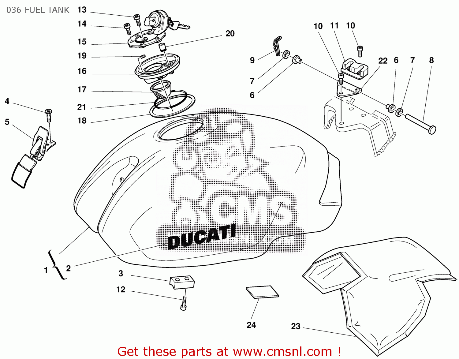 Ducati M900 2002 USA (MONSTER 900) 9151-0531D 036 FUEL TANK - buy ...