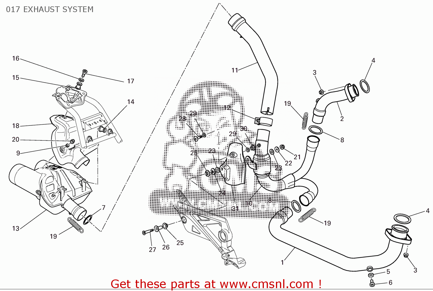 Ducati MTS620 2006 USA (MULTISTRADA 620) 9151-2271C 017 EXHAUST SYSTEM ...