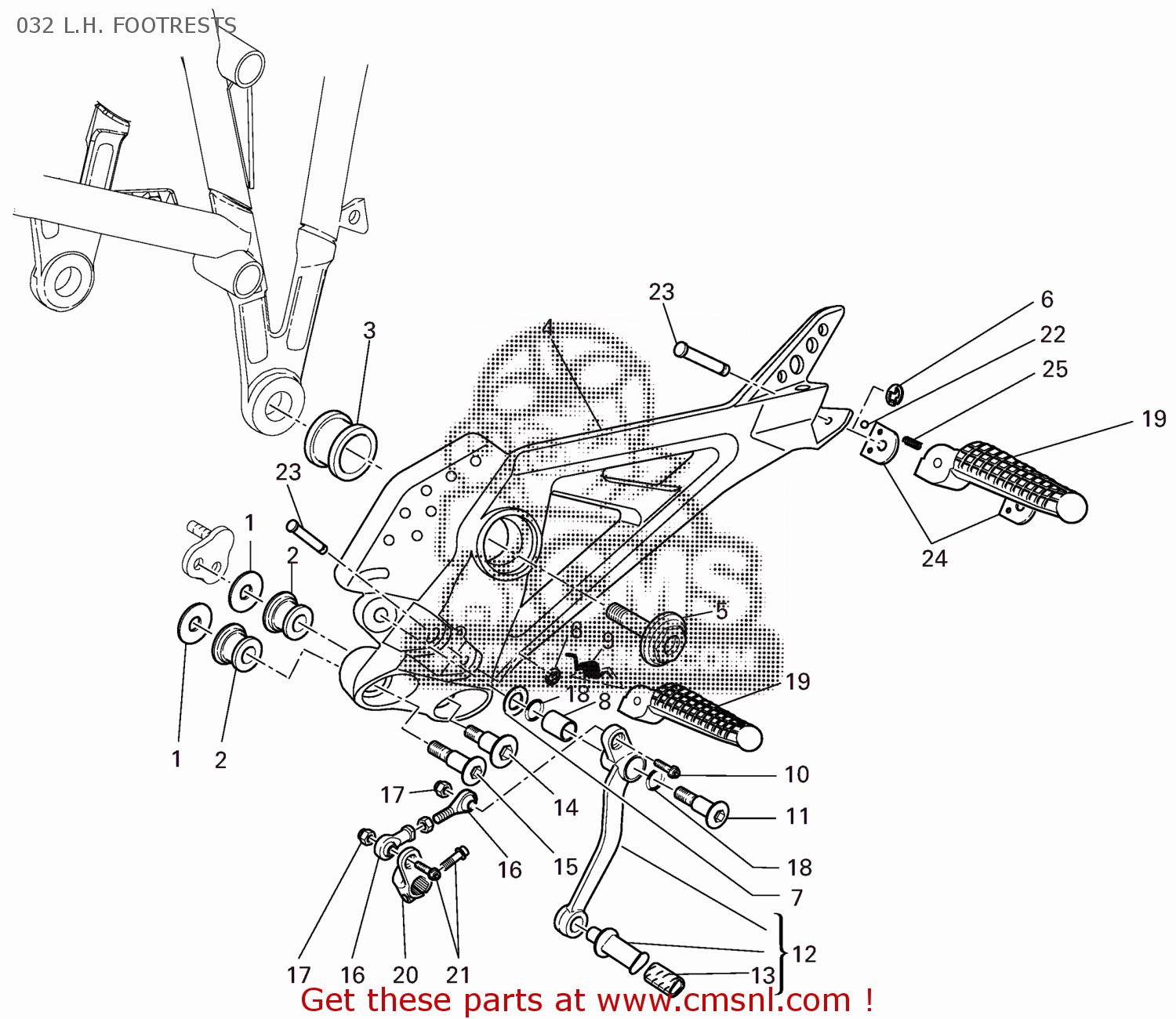 Ducati MTS620 2006 USA (MULTISTRADA 620) 9151-2271C 032 L.H. FOOTRESTS ...